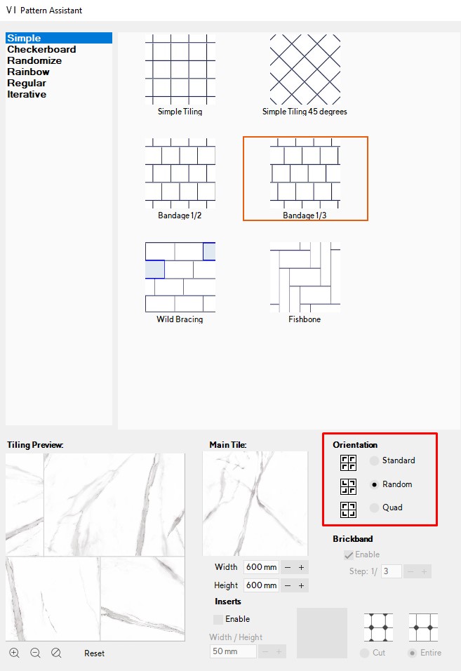 Tiling orientation random